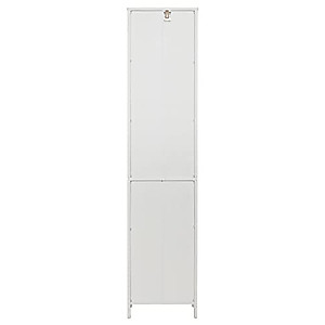Quimoo Bathroom Cabinet, Storage Cabinet with 2 Doors & LED Sensor Light, Tall Bathroom Storage Cabinet with 3 Adjustable Shelves, Linen Tower Floor Cabinet for Living Room, Bedroom, White