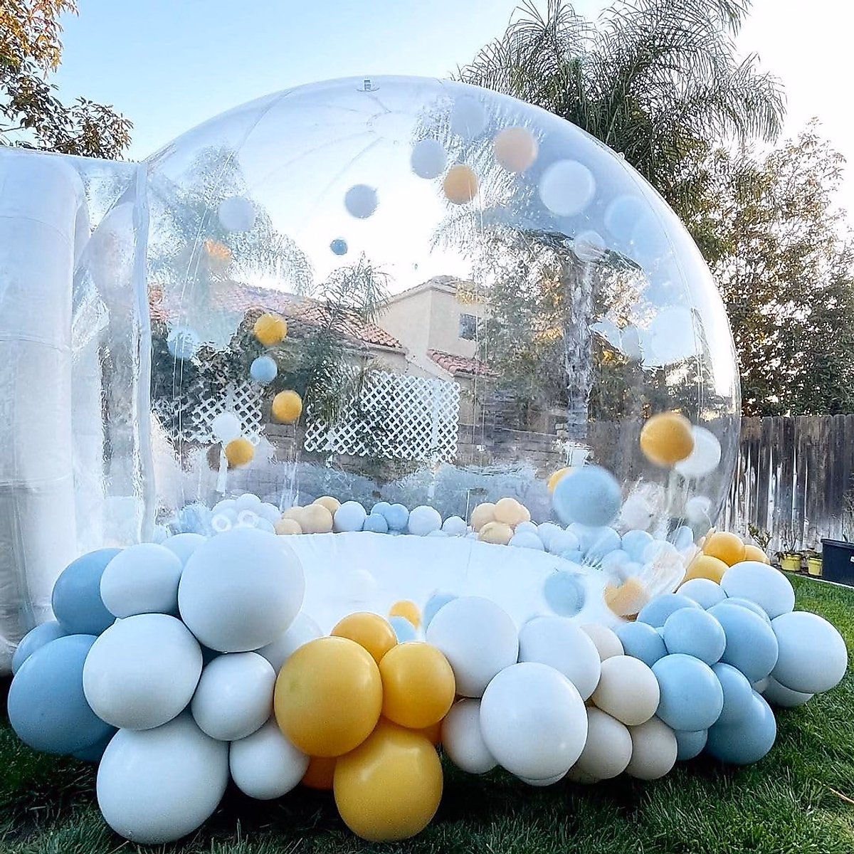 Inflatable Bubble House, 8.2ft/10ft/13.2ft/16.5ft Kids Balloon Clear Inflatable Bubble Tent Dome with Blower, Luxury 16.5ft Diameter Bubble House & 6.5ft Tunnel for Outdoor Backyard Festival Party