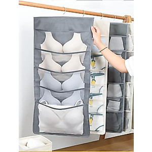 Large Bra holder Organizer Hanging Bra Storage Bra Hanger Especially suitable for sports bra, training bra, socks, baby clothes, shoe,bedroom storage,school dormitory storage(Gray, 1PCS 6+18 Grids)