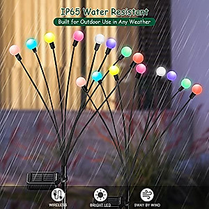 GARPER Solar Garden Lights – High Flexibility Starburst Swaying Lights - Upgraded 2 Modes Solar Lights Outdoor Waterproof, Color Changing Solar Firefly Lights for Yard Pathway Patio Garden Decoration