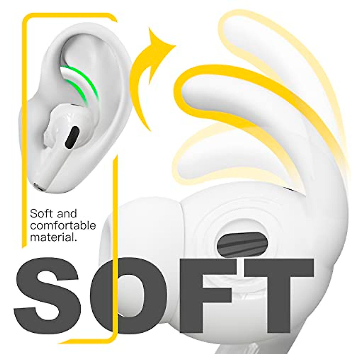 3 Pairs DamonLight Ear Hooks for AirPods Pro 2 Anti-Slip Anti-Scratches Sport Ear Tips Compatible with AirPods Pro 2nd Generation 2022 Released - White