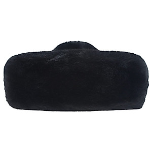 AnnaKastle Womens Soft Eco Fur Fluffy Mini Tote Bag Purse Black Star