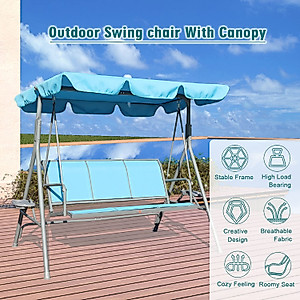 GOLDSUN Garden Porch Swing Hammock Swing Chair Bench for Patio, Garden,Backyard, Balcony with Adjustable Canopy,for Two or Three People (Blue)
