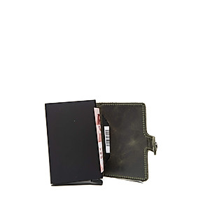 Secrid Leather Miniwallet Vintage Olive Compact Black Wallet SC5946