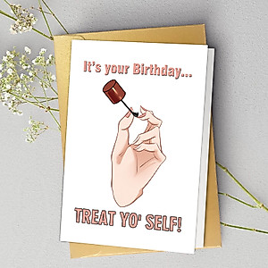 Funny Birthday Card for Her, Manicure Birthday Card for Women, Birthday Gift for Wife Girlfriend, It’s Your Birthday, Treat Yo’ Self