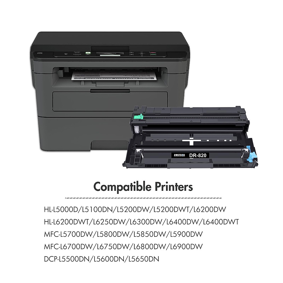 DR820 DR-820 Drum Unit Compatible Replacement for Brother DR820 DR 820 DR-820 for HL-L6200DW MFC-L5850DW MFC-L5900DW HL-L5200DW HL-L5100DN L5850DW L5900DW L5700DW L6200DW Printer (Black, 1-Pack)