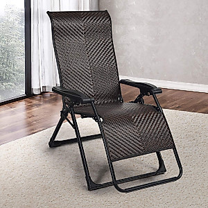 RELAX4LIFE Zero Gravity Lounge Chair - Patio PE Wicker Folding Recliner with Locking System & Widen Armrest, Adjustable Reclining Lounge Chair for Deck, Beach, Backyard (1)