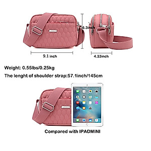 YANAIER Small Crossbody Bags Quilted Purse Mini Light Nylon Cell Phone Cross Body Wallet for Women Ladies Grey