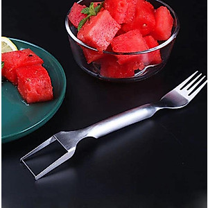 2-in-1 Watermelon Fork Slicer 3PCS,Watermelon Cutter, Watermelon Slicer Cutter,Watermelon Fork Slicer Cutter Dual Head Stainless Steel Fruit Fork Slicer Knife for Summer Party,Beach
