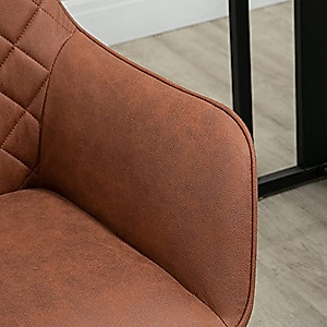 Vinsetto Mid Back Modern Home Office Chair Swivel Computer Desk Chair with Adjustable Height, Microfiber Cloth, Diamond Line Design, and Padded Armrests, Brown