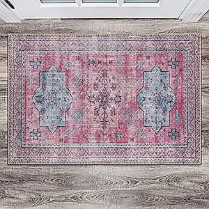 Rugshop Distressed Transitional Bohemian Stain Resistant Flat Weave Eco Friendly Premium Recycled Machine Washable Area Rug 2'1"x3' Multi