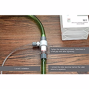 QANVEE Inline CO2 Atomizer Diffuser Aquarium Planted Tanks Aquascape (M2 (16/22MM))