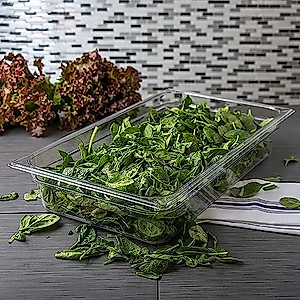 Soro Essentials – Full Size x 4" Deep Polycarbonate Food Pan- Plastic Clear Food Pan Stackable with Capacity Indicator Restaurant Commercial Hotel Pans for Fruits Vegetables Beans Corns- NSF