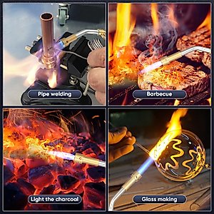 LIVOSA Heat Propane Mapp Torch Multi Purpose Includes 3 Nozzles/Tips High Intensity Trigger Start Torch Heat Shrink Torch
