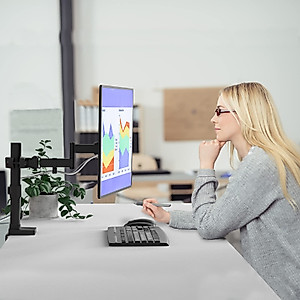 WALI Single Monitor Arm Mount, Fully Adjustable 2 Tier with 75mm and 100mm Universal Plate (011ARM), Black