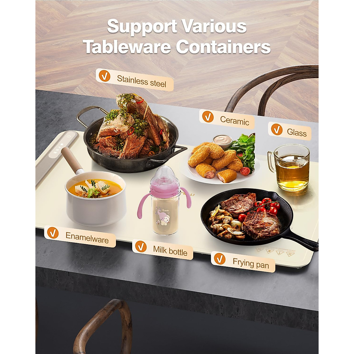 iTRUSOU Electric Warming Tray - Full Surface Heating,Rollable & Portable,Premium Silicone Nano-Material,3 Temperature Settings,Auto Shut-Off -Versatile Food Warmer for Gatherings,Parties,Everyday Use