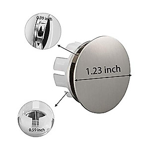Sink Basin Trim Overflow Cover Brushed Nickel Brass Insert in Hole Round Caps