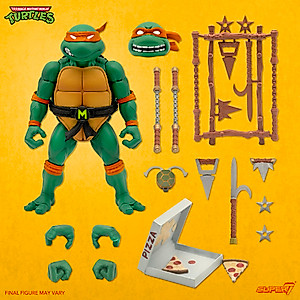 Super7 ULTIMATES! Teenage Mutant Ninja Turtles Michelangelo - 7" TMNT Action Figure with Accessories Classic Cartoon Collectibles and Retro Toys