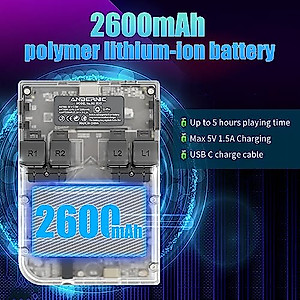 RG35XX Handheld Game Console , 3.5 Inch IPS Screen Linux System Built-in 64G TF Card 5474 Classic Games Support HDMI TV Output (Transparent White)