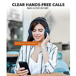 INFURTURE Q1 Active Noise Cancelling Headphones with Microphone，Wireless Over Ear Bluetooth Headphones, Deep Bass, Memory Foam Ear Cups, Quick Charge 40H Playtime, for TV, Travel