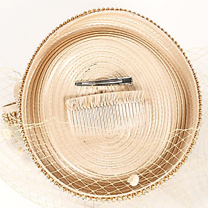 Fascinators Hat for Women Church Tea Party Headband Derby Floral Wedding Dress Cocktail Hats (Apricot)