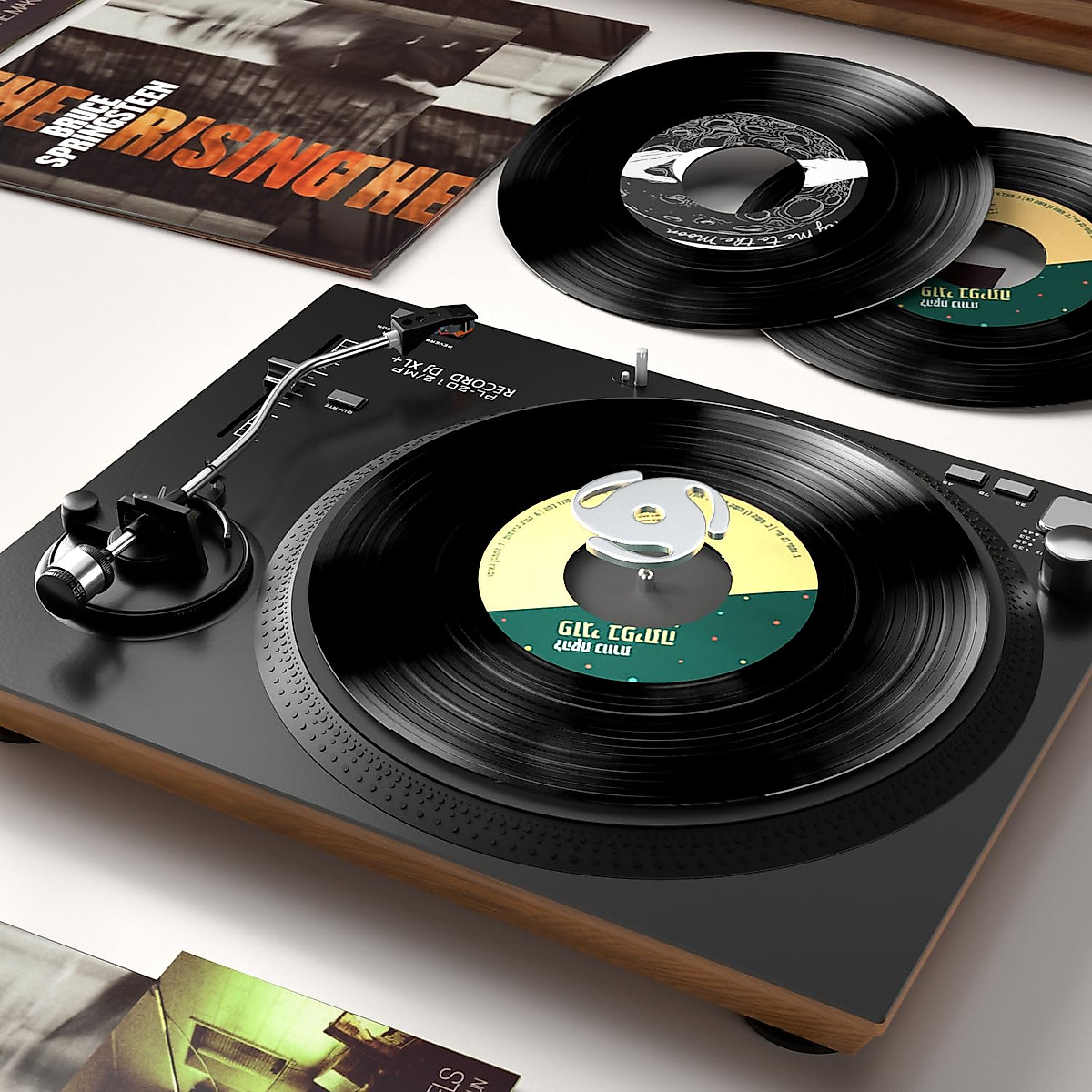 Facmogu 45 RPM Record Adapter, 7 Inch Vinyl Record Solid Aluminum Adapter, 45 Adapter for Vinyl Record Players Turntables, 45 RPM Vinyl Conversion Sheet, 45 Record Spindle Adaptor Inserts - Silver