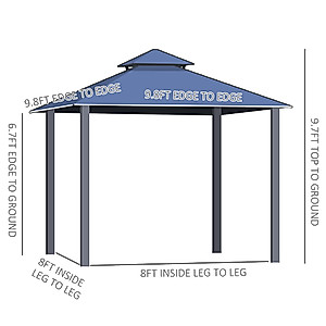 Outsunny 10' x 10' Hardtop Gazebo Canopy with Polycarbonate Roof, Aluminum Frame, Permanent Pavilion Outdoor Gazebo with Netting, for Patio, Garden, Backyard, Deck, Lawn, Gray