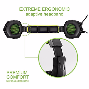 Sades SA807Green Over-Ear Bass Gaming Headsets Headphones for New Xbox one PS4 PC Laptop Mac Mobile, Black & Green