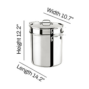 All-Clad Gourmet Accessories Stainless Steel Multi-Pot with Perforated, Steamer Insert, & Lid, 12 Quart, Silver