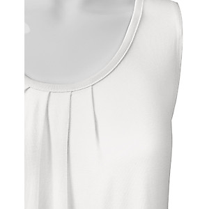 EIMIN Women's Pleated Scoop Neck Sleeveless Stretch Basic Soft Tank Top Ivory L