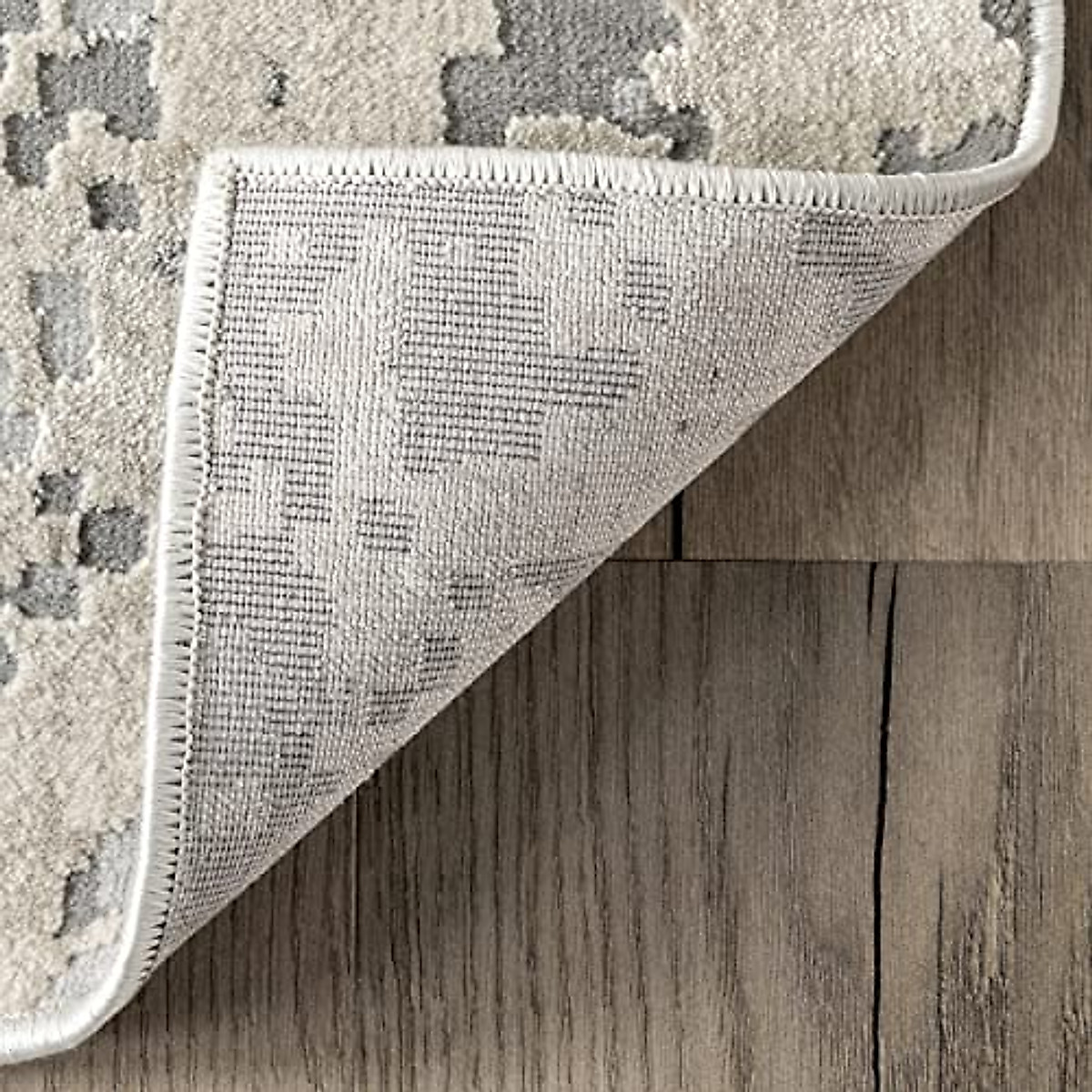 nuLOOM Abstract Contemporary Motto Area Rug, 6' Square, Beige
