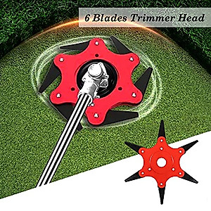 Universal 6 Teeth Trimmer Head, Blade Adapter Kit, 6 Steel Razors Trimmer Head, Thrust Plate Guard Washer, Thrust Washer, Rider Plate, Lock nut, Lawn Machine Parts Replacement Accessary
