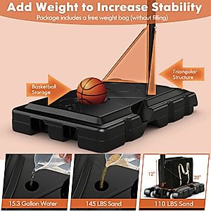 Giantex Portable Basketball Hoop Outdoor - 8-10Ft Height Adjustable Basketball Stand System for Youth Adult Kids with 44" Backboard, 2 Wheels, Fillable Base, Indoor Outdoor Basketball Goal