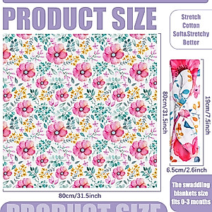 Moukeren 4 Sets Baby Swaddle Newborn Baby Receiving Blankets with Headbands Newborn Floral Printed Swaddle Blanket Infant Swaddle Nursery Swaddling Blankets for Newborn Shower Swaddle Gifts, 4 Design