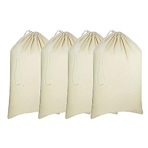 Urban Villa - 4 Pack Extra Large Canvas Heavy Duty Laundry Bags Natural Cotton -Multi Use- Size -71X91 CMS