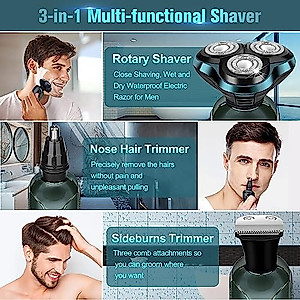 Electric Razor for Men, New Upgrade Electric Shavers for Men Cordless Rechargeable 3D Rotary Men Shaver,Wet/Dry Mens Shaver,Waterproof Mens Razor for Shaving Gifts for Husband, Dad,Boyfriend