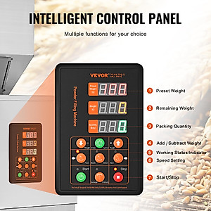 VEVOR Particle Filling Machine, 0.022-2.2 lbs/10-1000g, Automatic Filler Machine with Foot Pedal, Stainless Steel Weighing Filling Machine, Weigh Filler for Beans Seeds Grains Tea Granular Packing