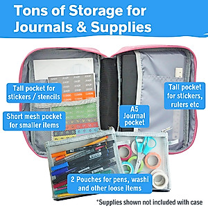Journal Supplies Storage Case (Pink - Medium) - Custom Travel Organizer Holder for A5 Planner, Pens, Journal Supplies and Accessories (Case Only - Supplies Not Included)