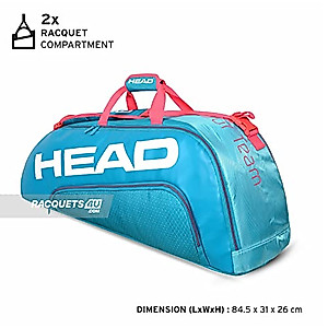 HEAD Tour Team 6R Combi Tennis Racquet Bag - 6 Racket Tennis Equipment Duffle Bag, Blue/Pink