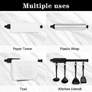 Paper Towel Holder Under Cabinet Hanging Self Adhesive Paper Towel Holder Black Wall Mount Paper Towel Holders Stick on Paper Towel Rack/Roll Holder Kitchen Hardware/Storage Paper Towels Bulk Hanger