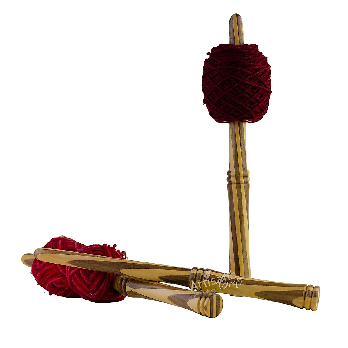 Nostepinne Center Pull Wooden Yarn Organizer for Knitting & Crocheting – Ergonomic Comfortable Handle for Yarn Storage & Weaving – Crochet Crafts Accessories (Multiwood)