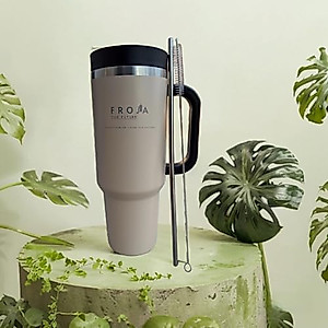 FROJA 40-oz Vacuum-insulated Stainless Steel Tumbler with Lid, Straw, 12 Hours Hot/24 Hours Cold, BPA-Free, Leak-Proof, Large Capacity