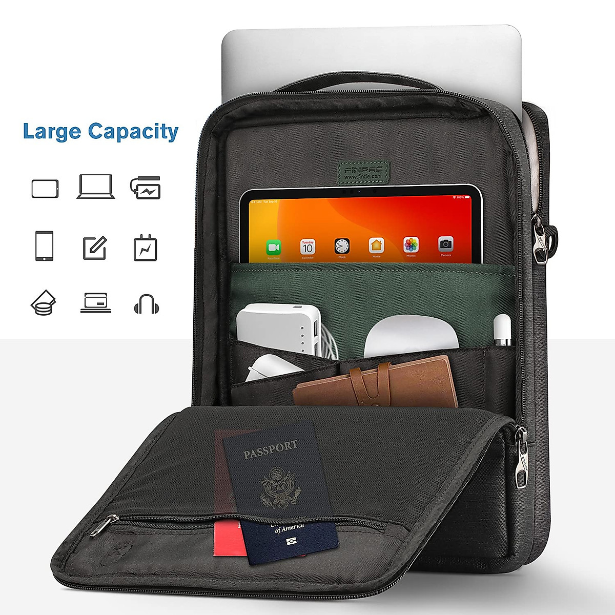 FINPAC Laptop Shoulder Bag for 14-inch MacBook Pro M3/M2/M1 Pro/Max A2779 A2442 2023-2021, 13’’ MacBook Air/Pro, Carrying Case for MacBook Air 15, Surface Laptop, HP, Dell, Acer Chromebook, Purple