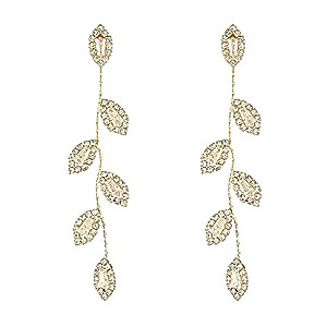 Bridal Earrings for Wedding Rhinestone Dangle Earrings Leaf Earrings Long Earrings Elegant for Women