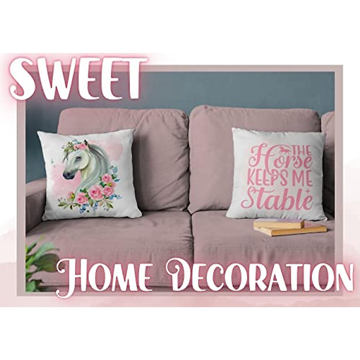 InnoBeta Horse Gifts for Girls 4 Pack Pillow Covers, Printed Decorative Pillow Case for 18"x18" Pillow