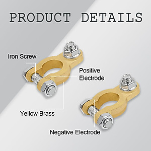 2PCS Brass Battery Terminal Connectors, Battery Cable Ends, Top Post Battery Terminals Clamp Set, Battery Terminal Adapter Car Accessories Compatible with Automotive Car Marine Battery