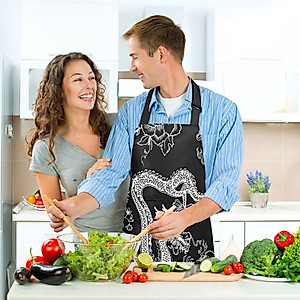 xigua Kitchen Linen Sets Cool Dragon Japanese Style Cooking Apron, 2 Potholders, 2 Oven Mitts, Kitchen Accessories for Cook Men Women Chef Decor