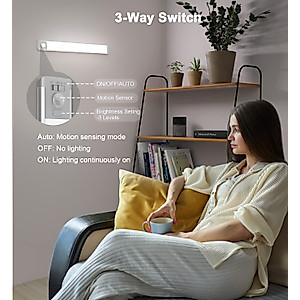 54-LED Under Cabinet Lights Wireless - Motion Sensor LED Kitchen Closet Counter Lighting with 1500mAh Rechargeable Battery & Magnetic Mount, Ideal Night Lights for Bedroom Babyroom Armoire Stair -2Pcs