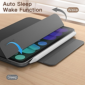 JETech Magnetic Case for iPad Mini (A17 Pro, 2024 Model, 7th Generation) / Mini 6 (2021 Model, 6th Generation), Magnetic Attachment, Slim Smart Tablet Cover with Auto Wake/Sleep (Black)