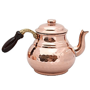 Copper Teapots with Lids and Wood Handle, Teapot Warmer, Copper Heater, Copper Teapots, Hammered Copper Tea Pot, Turkish Tea, Copper Pot, Samovar (With Warmer)
